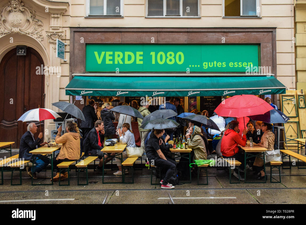 Vienna, Austria, September , 14, 2019 - Even under rain Viennans enjoy ...