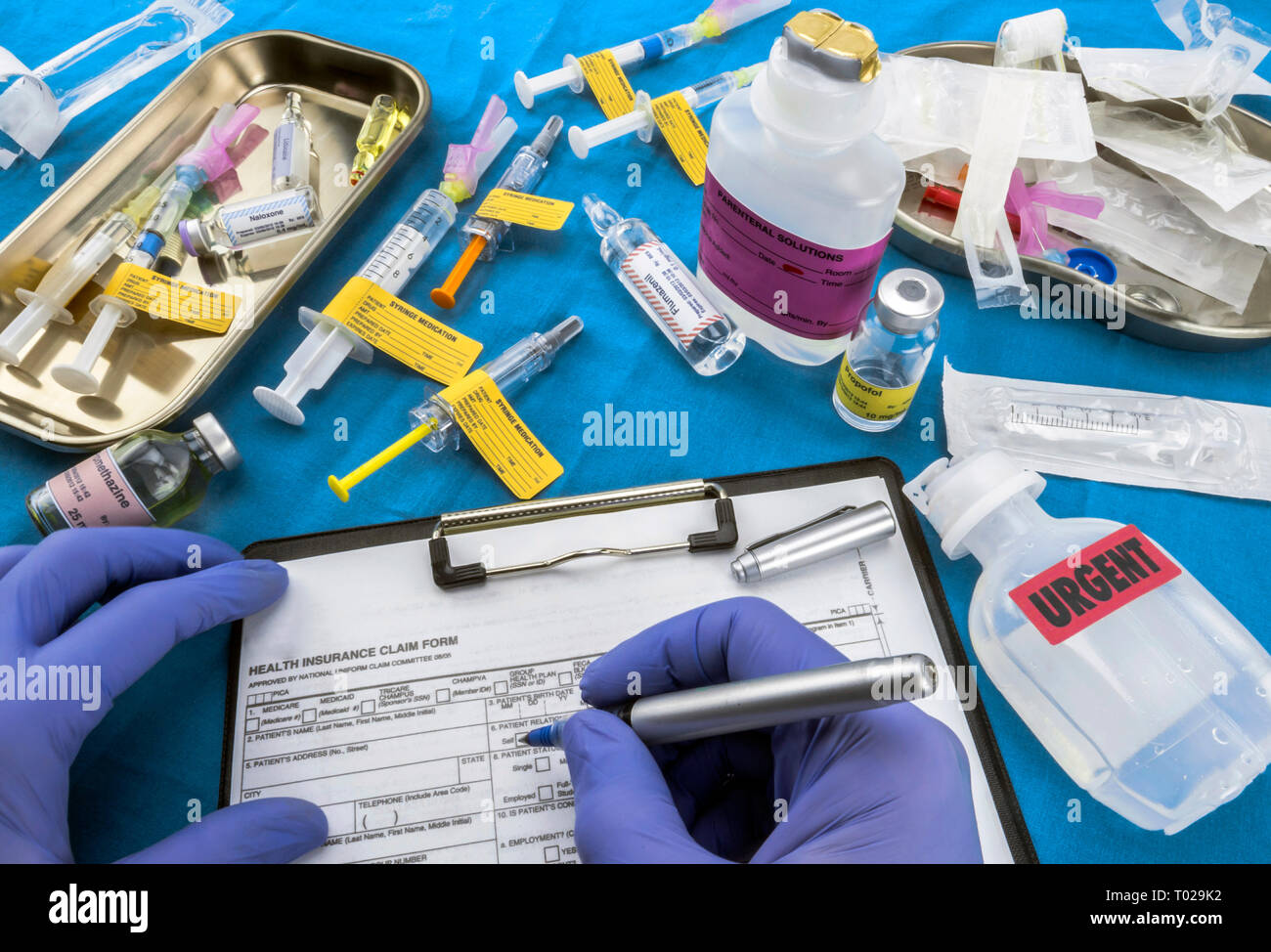 Nurse preparing hospital medication, conceptual image, horizontal ...