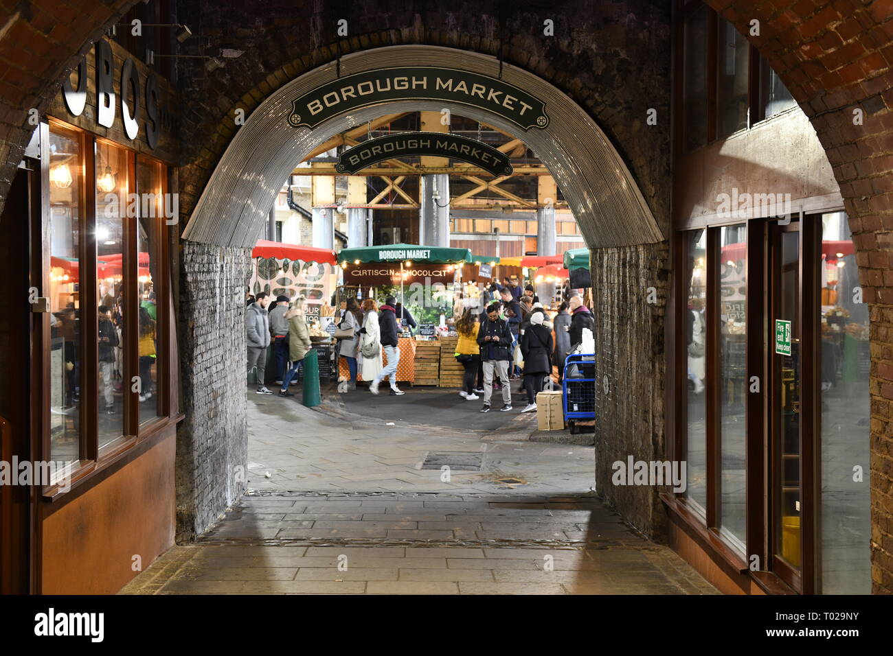 Borough Street Market Entrance, London - close with signs Stock Photo ...