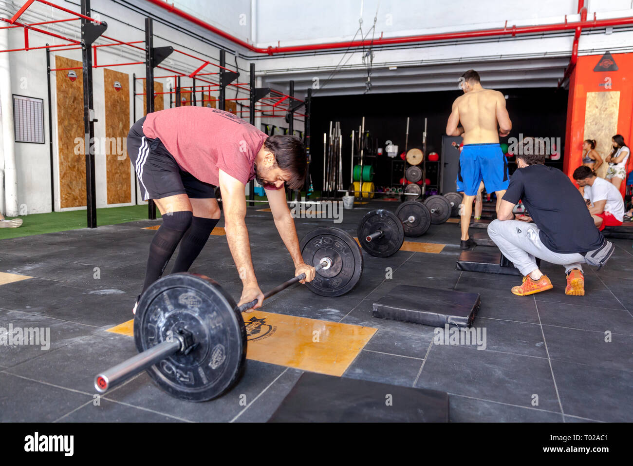 Crossfit workout indoors Stock Photo - Alamy