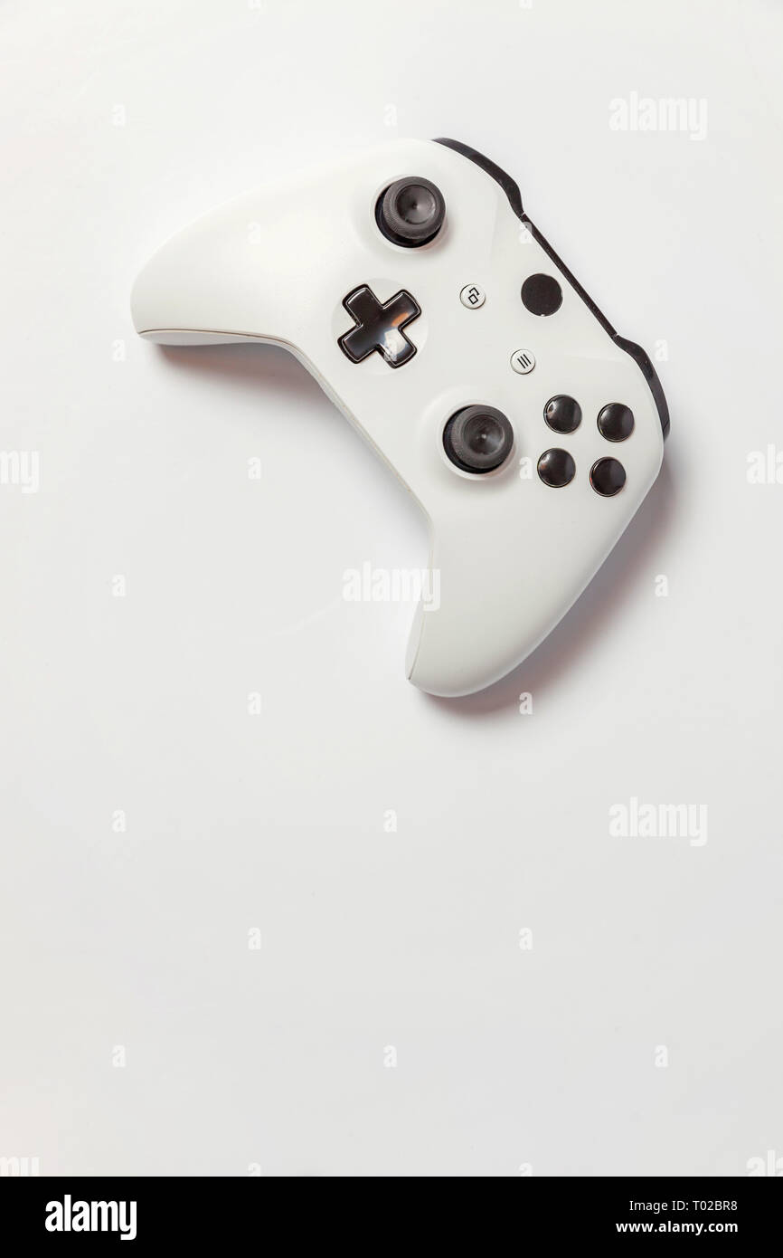 White Joystick Gamepad Game Console Isolated On White Background Computer Gaming Technology