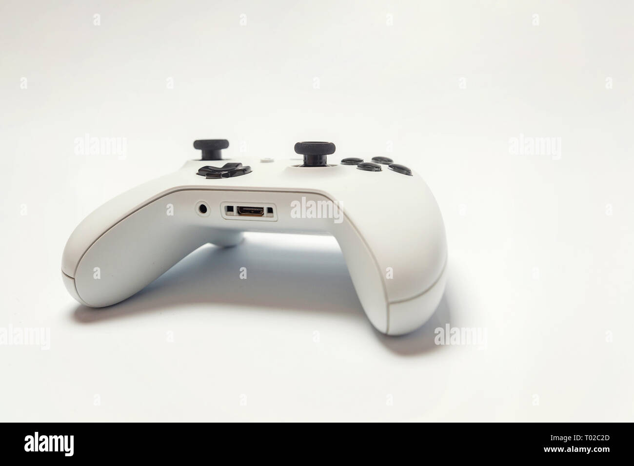 White joystick gamepad, game console isolated on white background ...