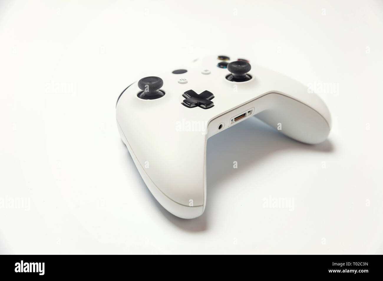White Joystick Gamepad Game Console Isolated On White Background Computer Gaming Technology