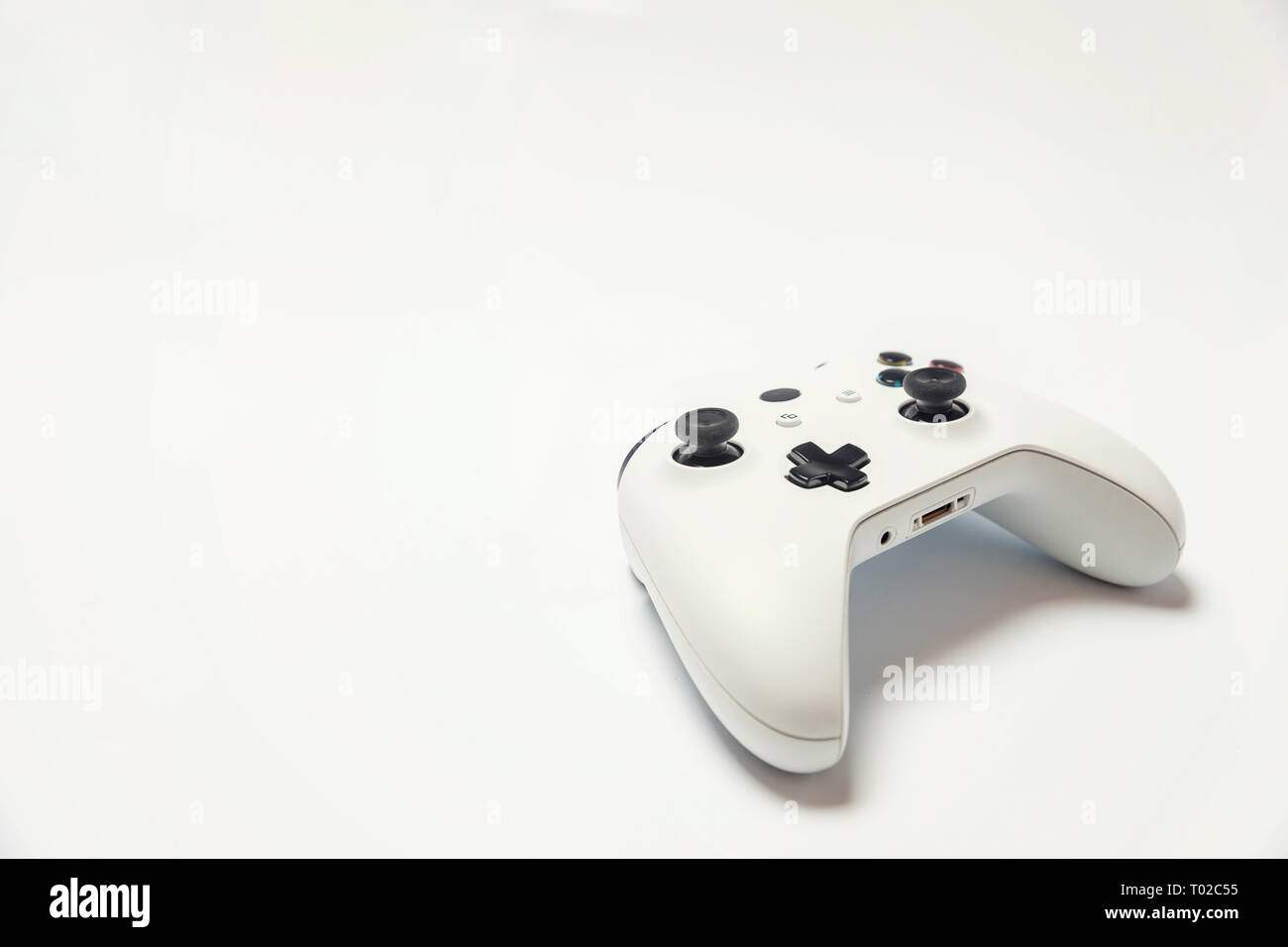 White joystick gamepad, game console isolated on white background ...