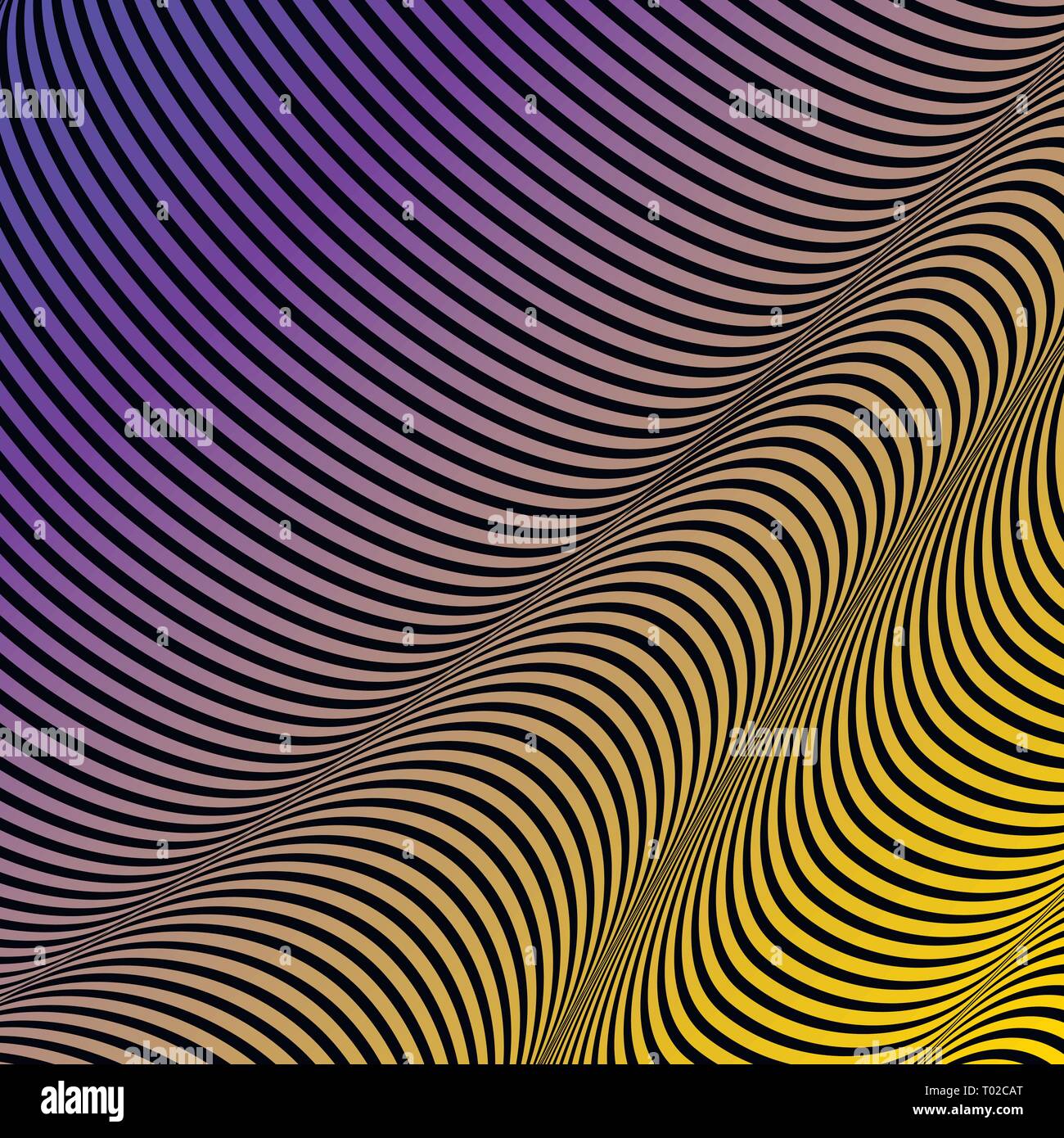 Abstract acid color wavy background, optical art, opart striped. Neon ...