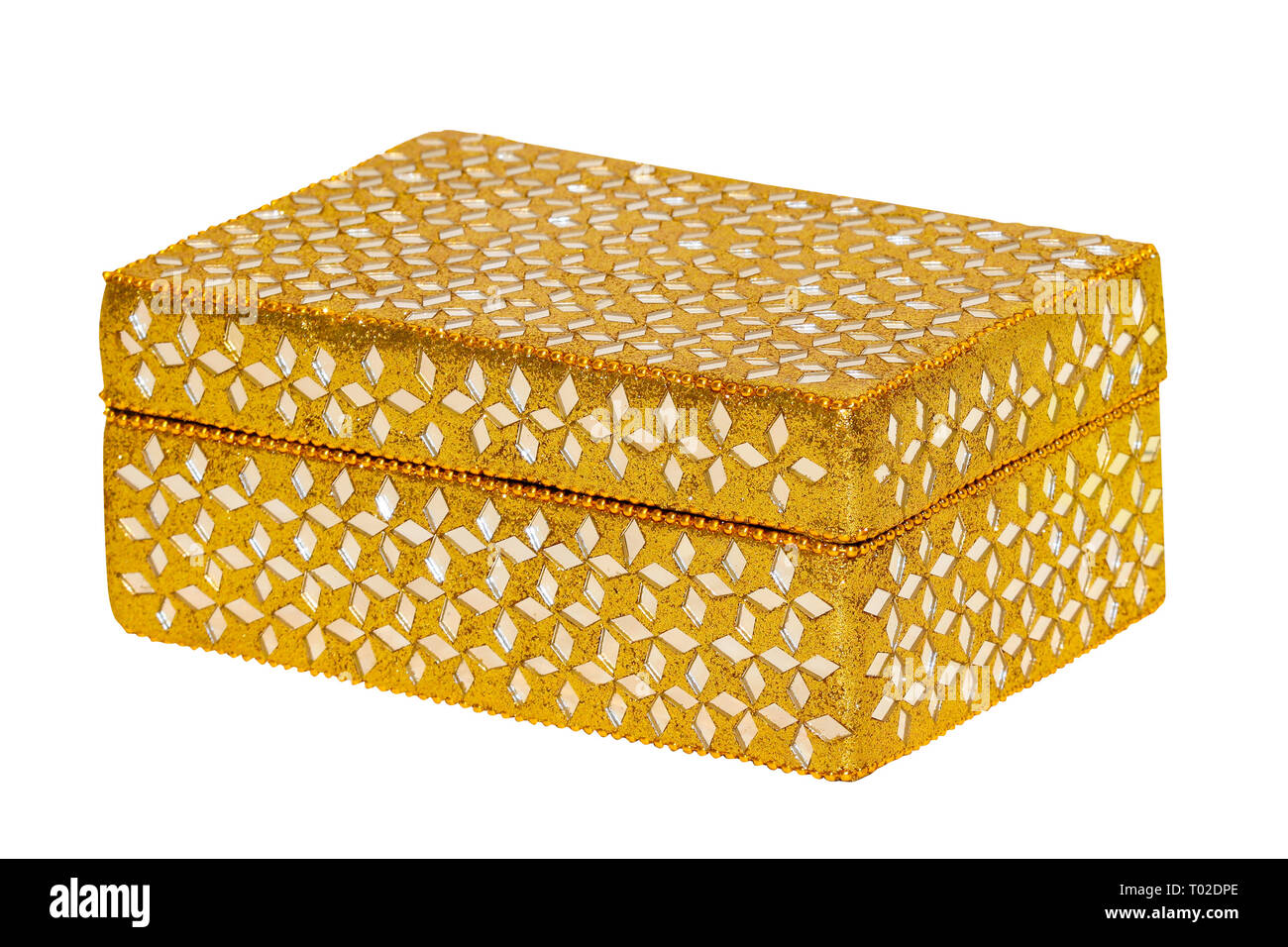 Golden shiny jewelry box with clipping path Stock Photo - Alamy