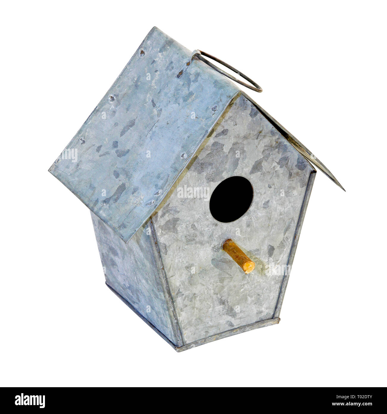 Metal bird house with clipping path included Stock Photo - Alamy
