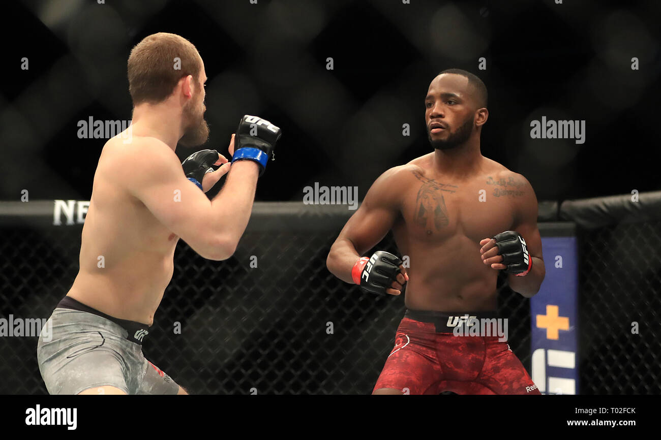 Leon Edwards (right) and Gunnar Nelson in action during their ...