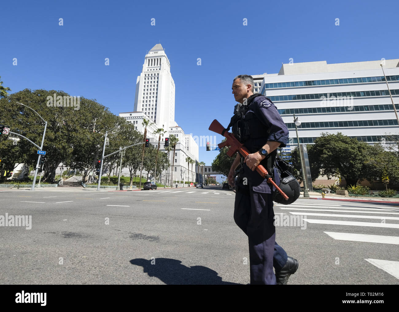 Los Angeles, California, USA. 16th Mar, 2019. Police officers in ...