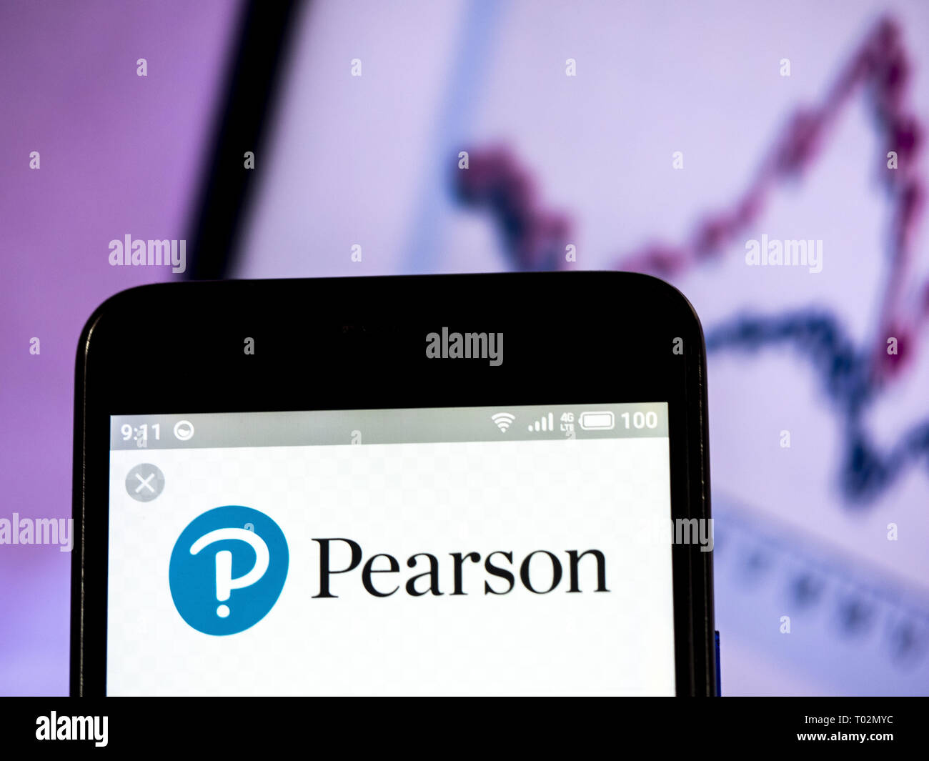 Ukraine. 16th Mar, 2019. Pearson PLC logo seen displayed on a smart phone. Credit: Igor ...
