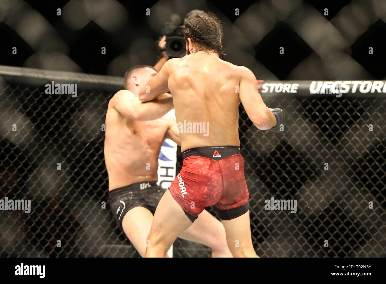 London, UK. 16th March 2019. Jorge Masvidal (Blue Corner) defeats ...