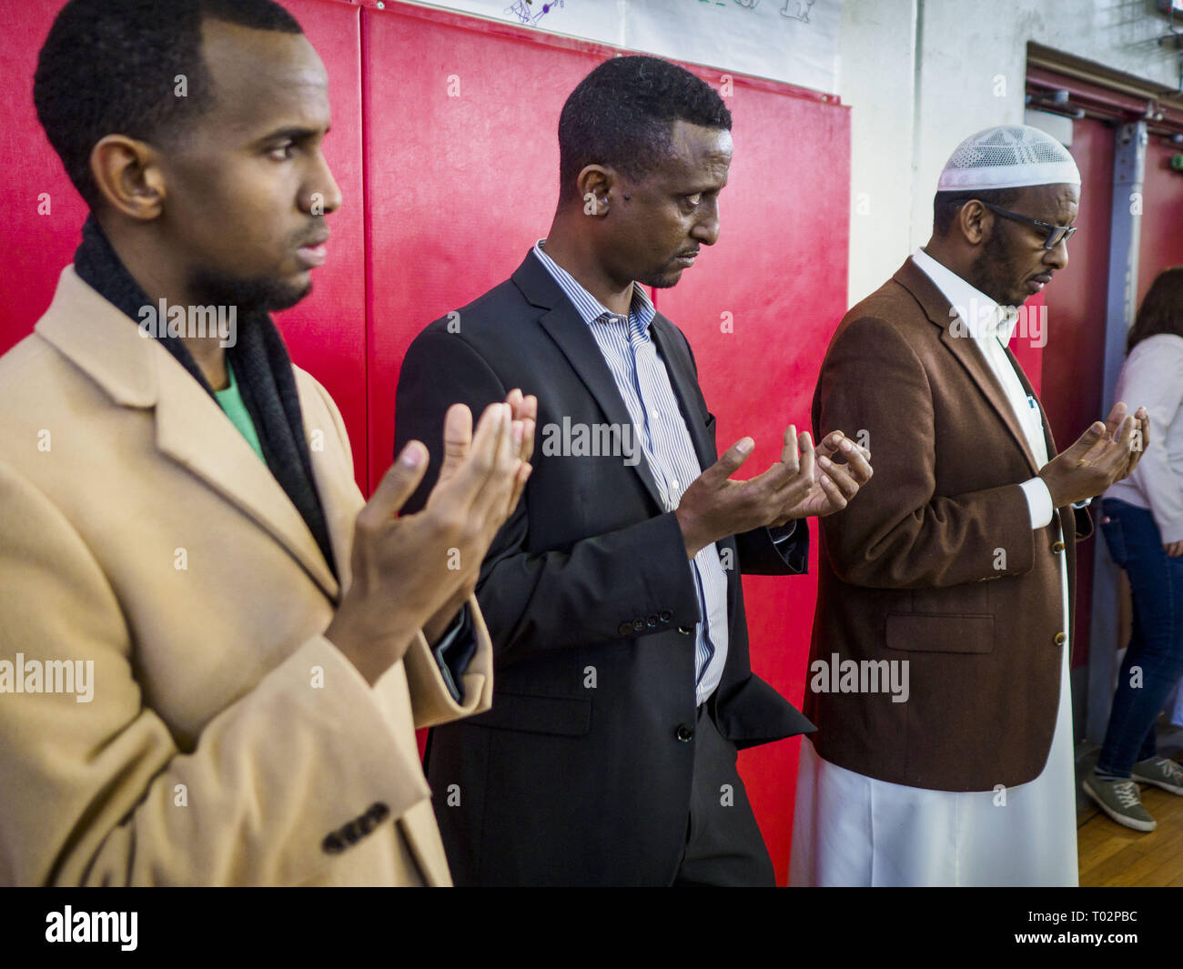 Minnesota, USA. 16th Mar, 2019. Somali-American men pray at Dar al ...
