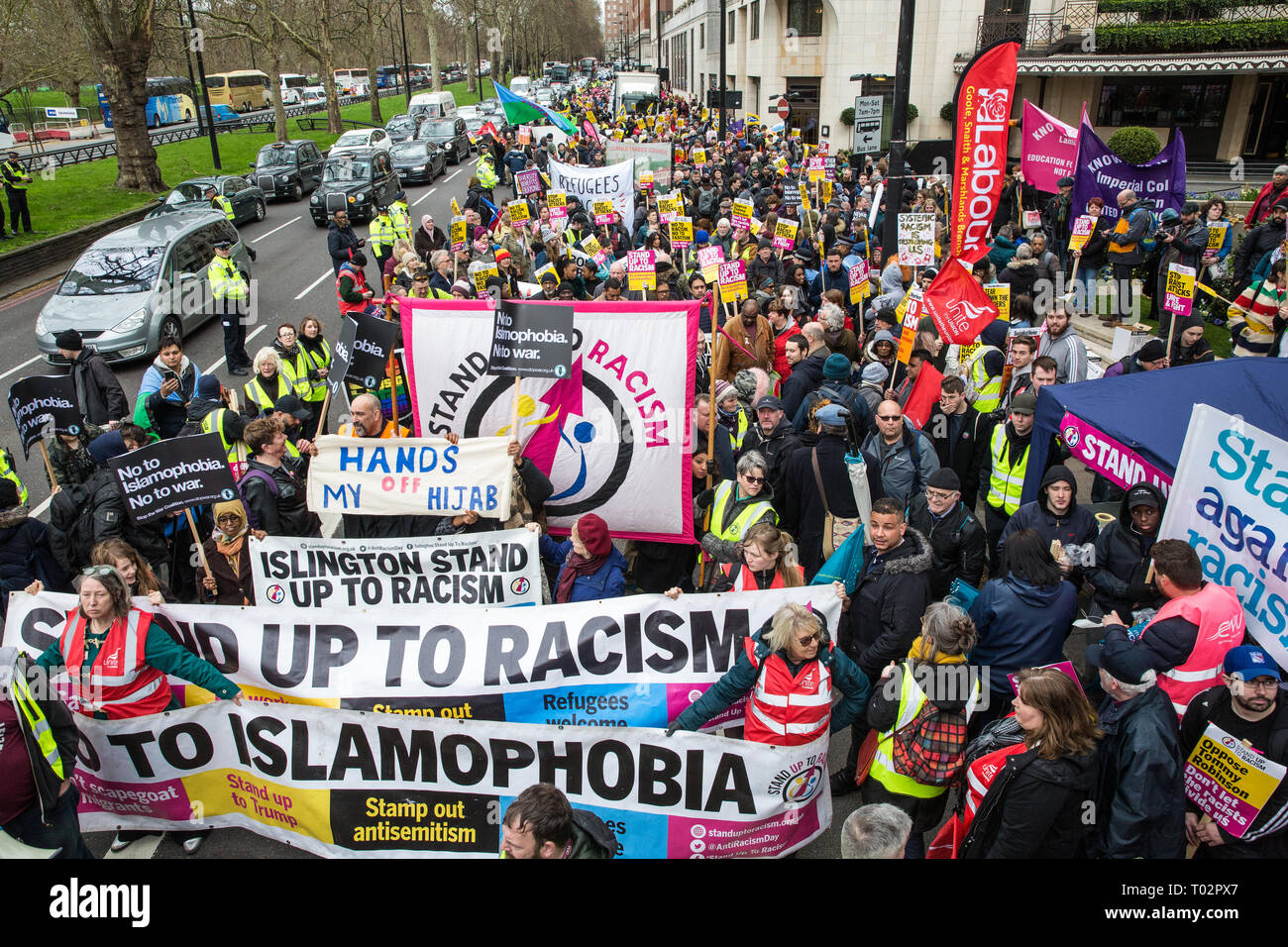 London, UK. 16th March, 2019. Thousands of people prepare to march ...