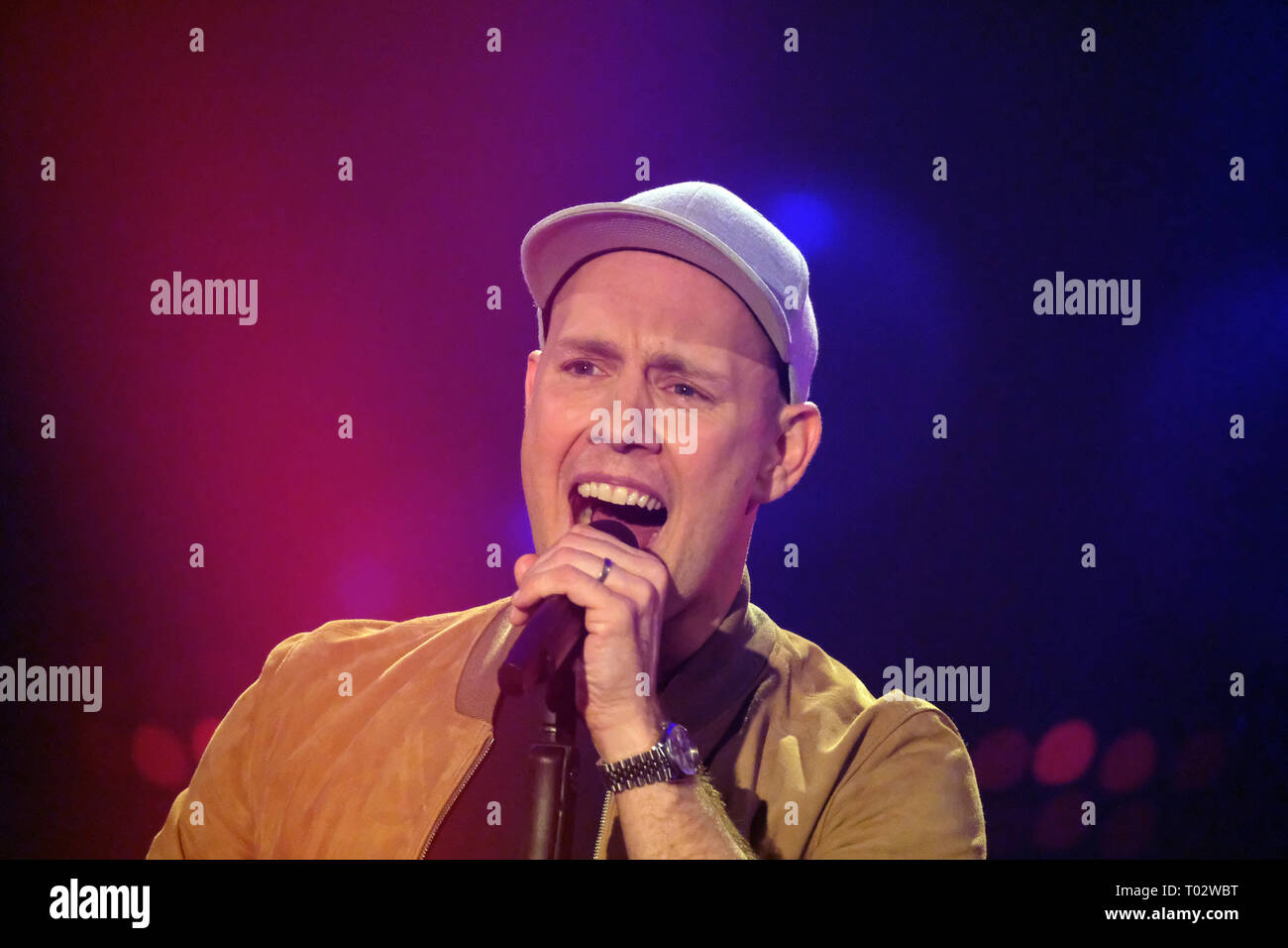 Leipzig, Germany. 16th Mar, 2019. Singer Oli P appears at the show ...