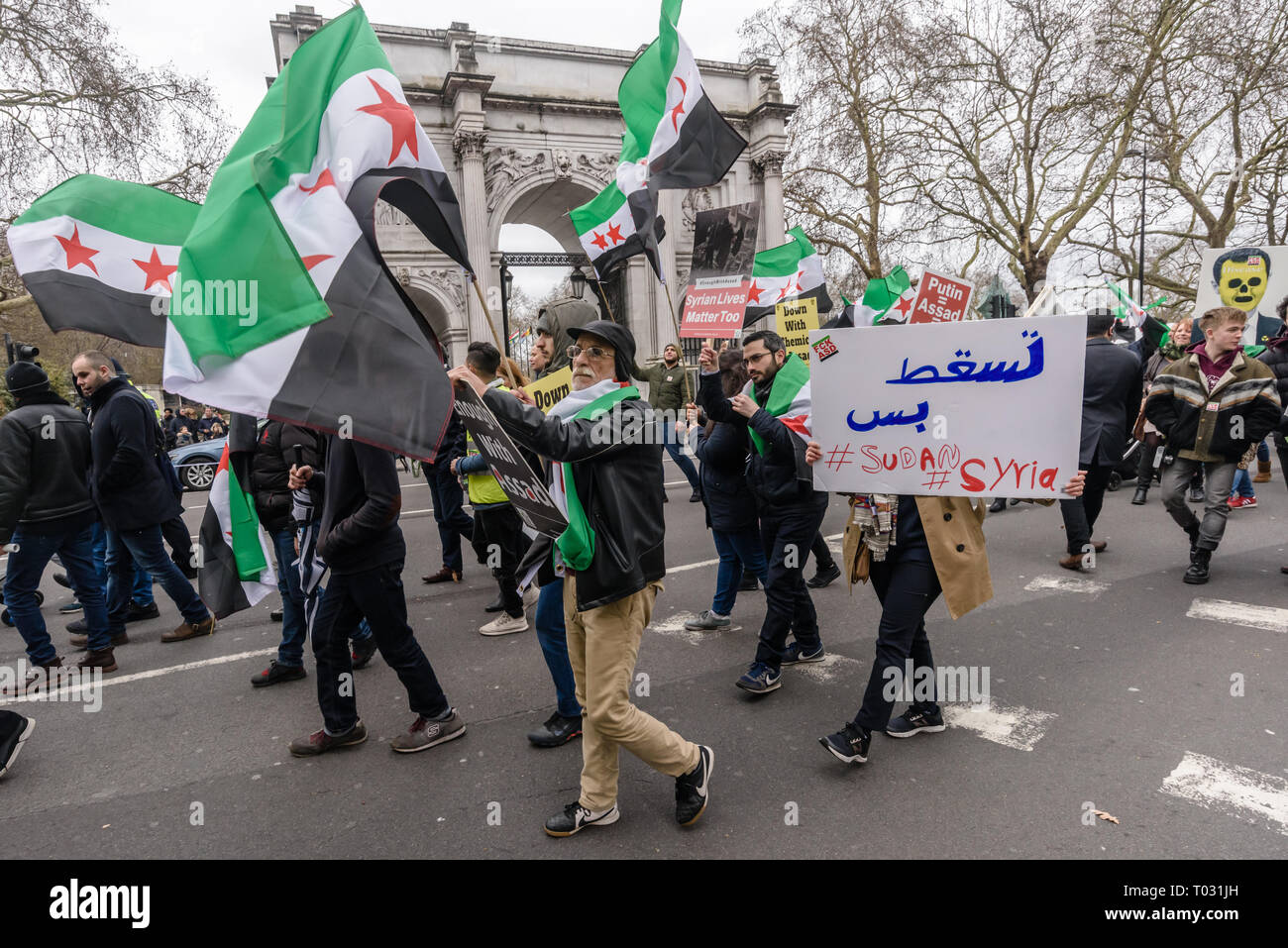 London, UK. 16th March 2019. Syrians march through London from ...