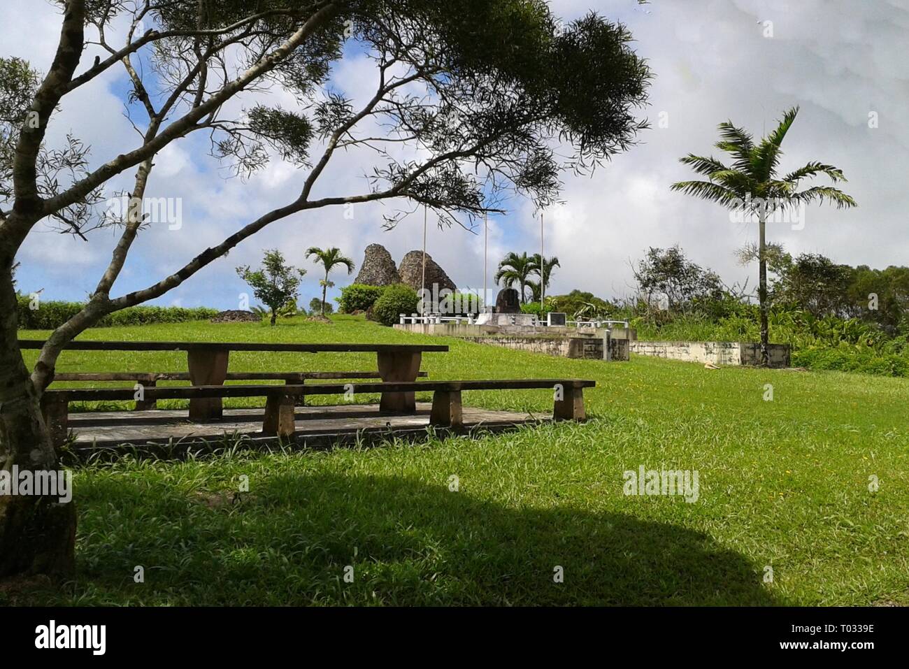 Top of Mt Sabana, Rota Island with the peace memorial in the background ...