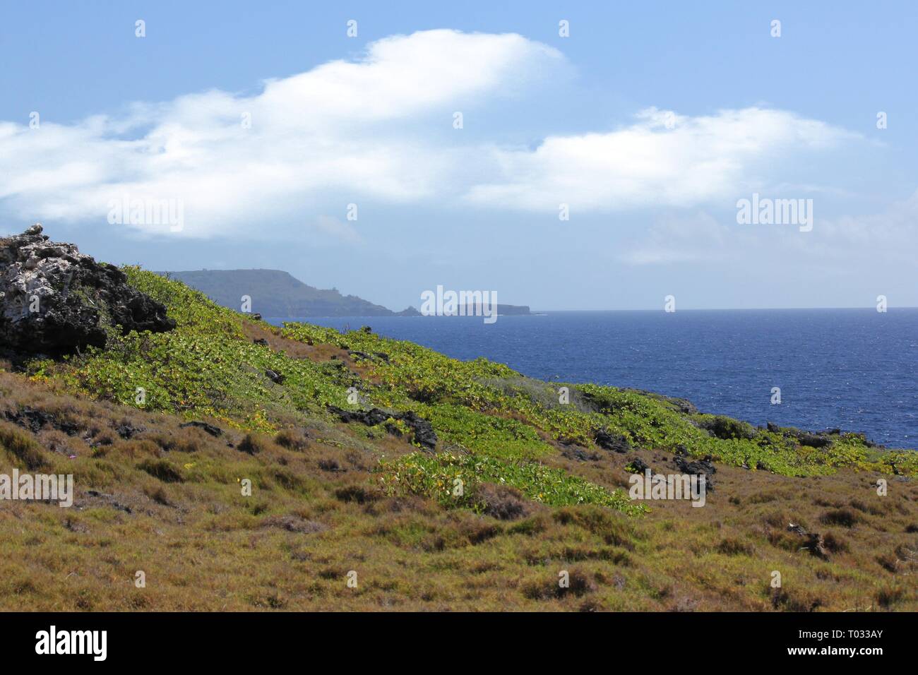 The coastline of Naftan Point with the Forbidden Island in the far ...