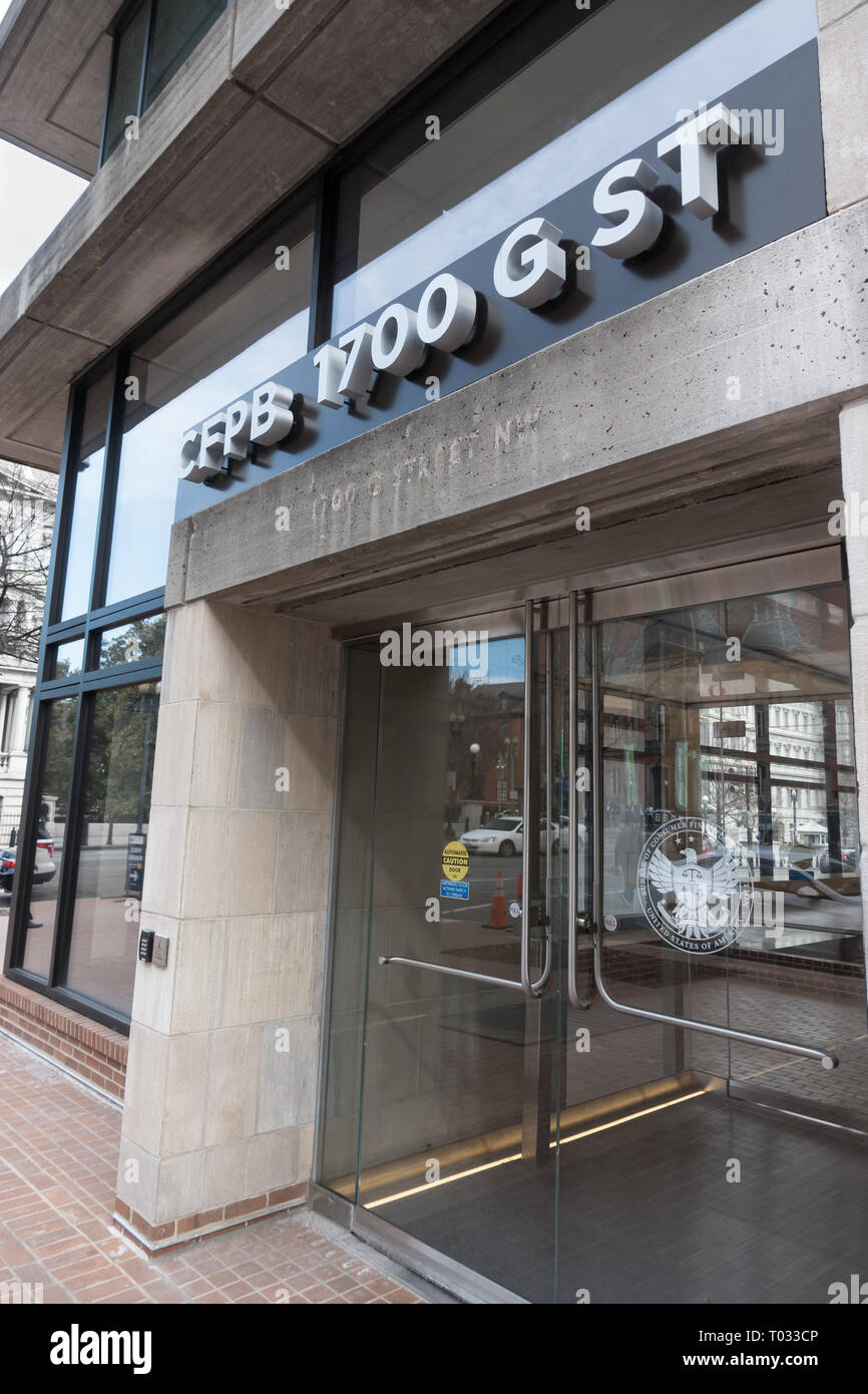 Consumer Financial Bureau Protection - CPFB - headquarters. Note seal ...