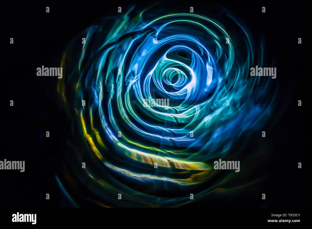 Sound waves in the visible blue color in the dark Stock Photo - Alamy