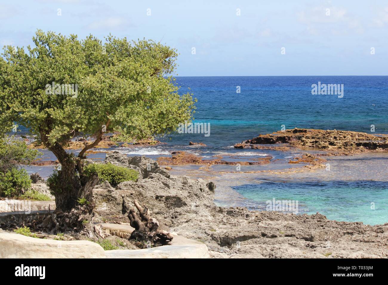 Scenic destination with blue waters and natural swimming hole in Rota ...