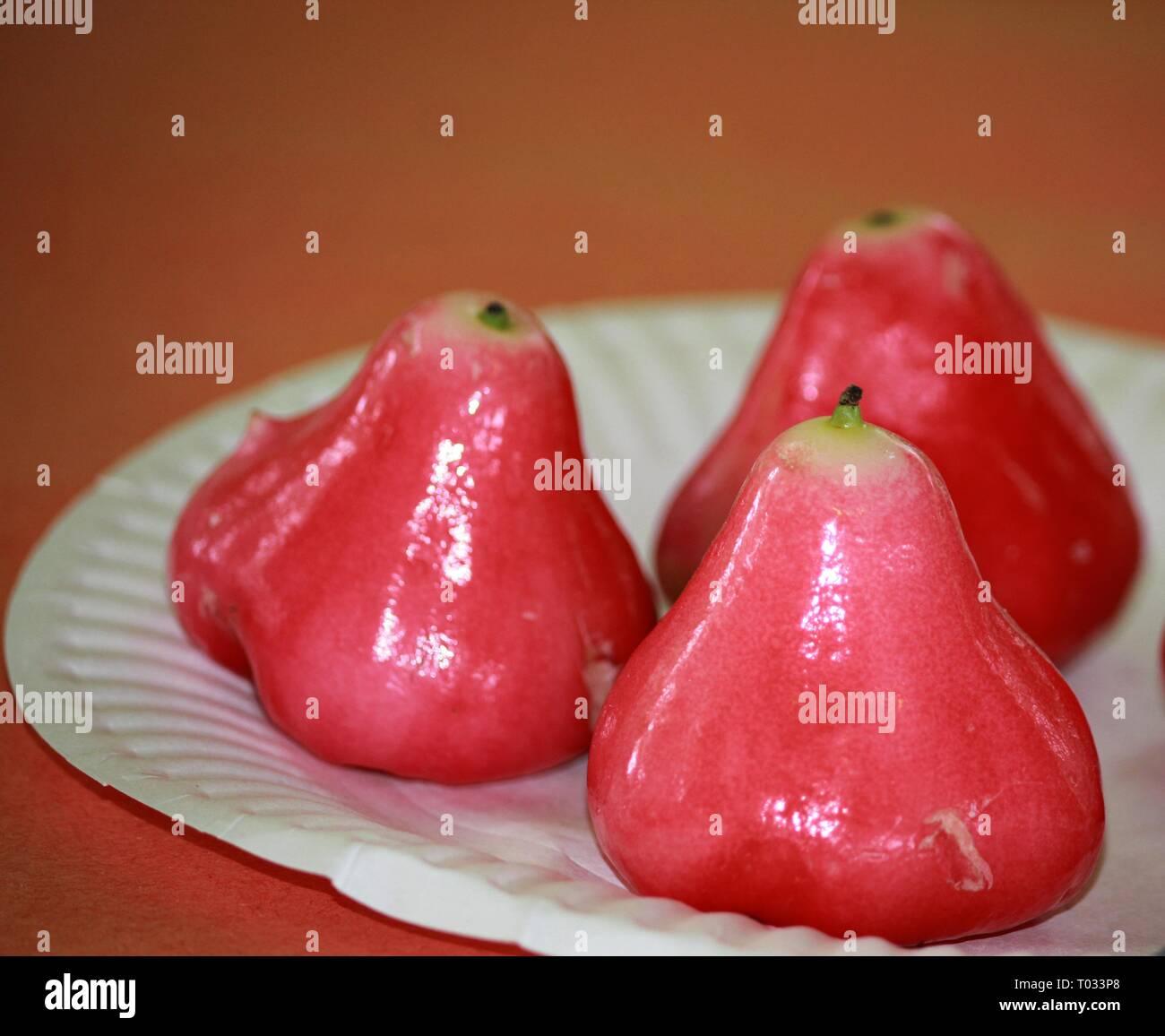 Rose Apple fruit or Syzygium jambos Linn, called “tambis” in the ...