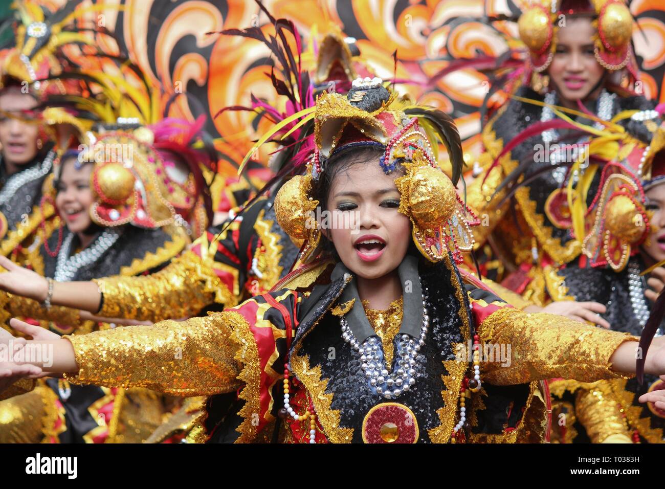 DAVAO CITY, PHILIPPINES—AUGUST 2014: Street dancers in colorful ...