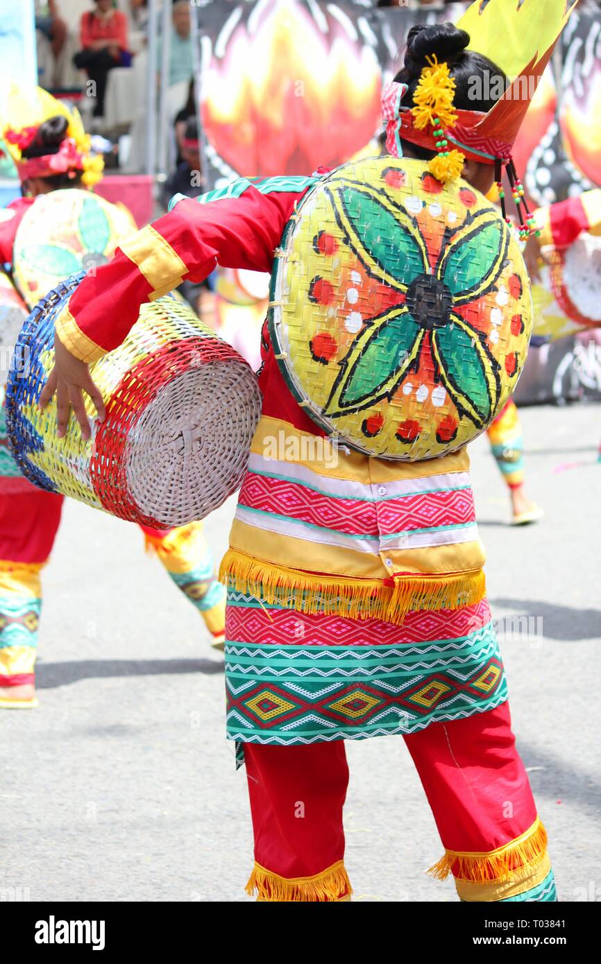 DAVAO CITY, PHILIPPINES—AUGUST 2014: Colorful costumes is one ...