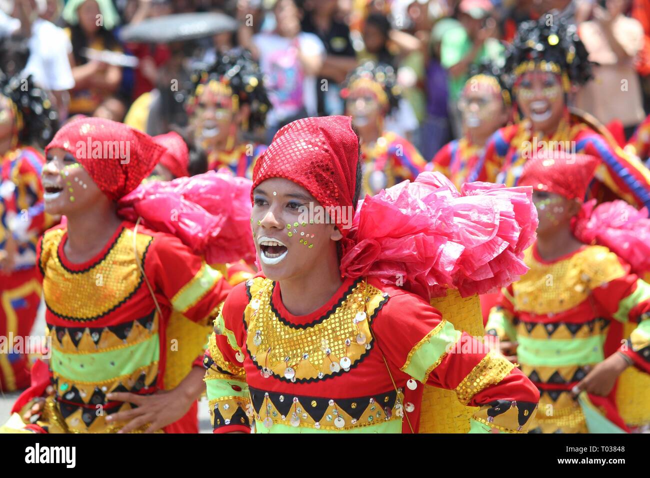 DAVAO CITY, PHILIPPINES—AUGUST 2014: Street dancers in colorful ...