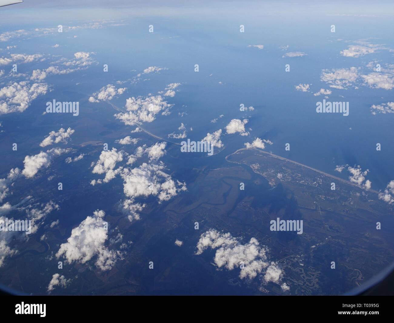 Wide aerial view of Luzon provinces in the Philippines, seen from the ...