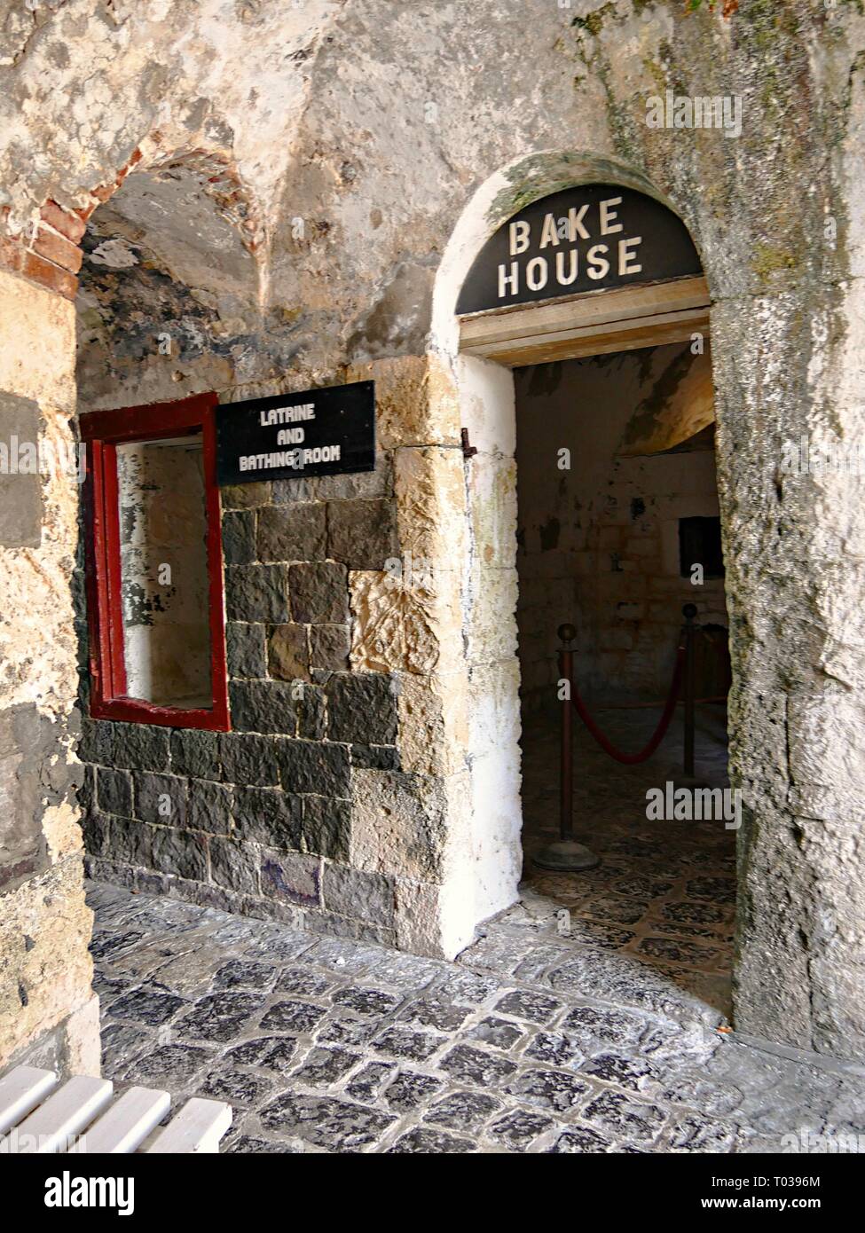 Bakehouse and shower rooms of an old historic fort in the Caribbean ...