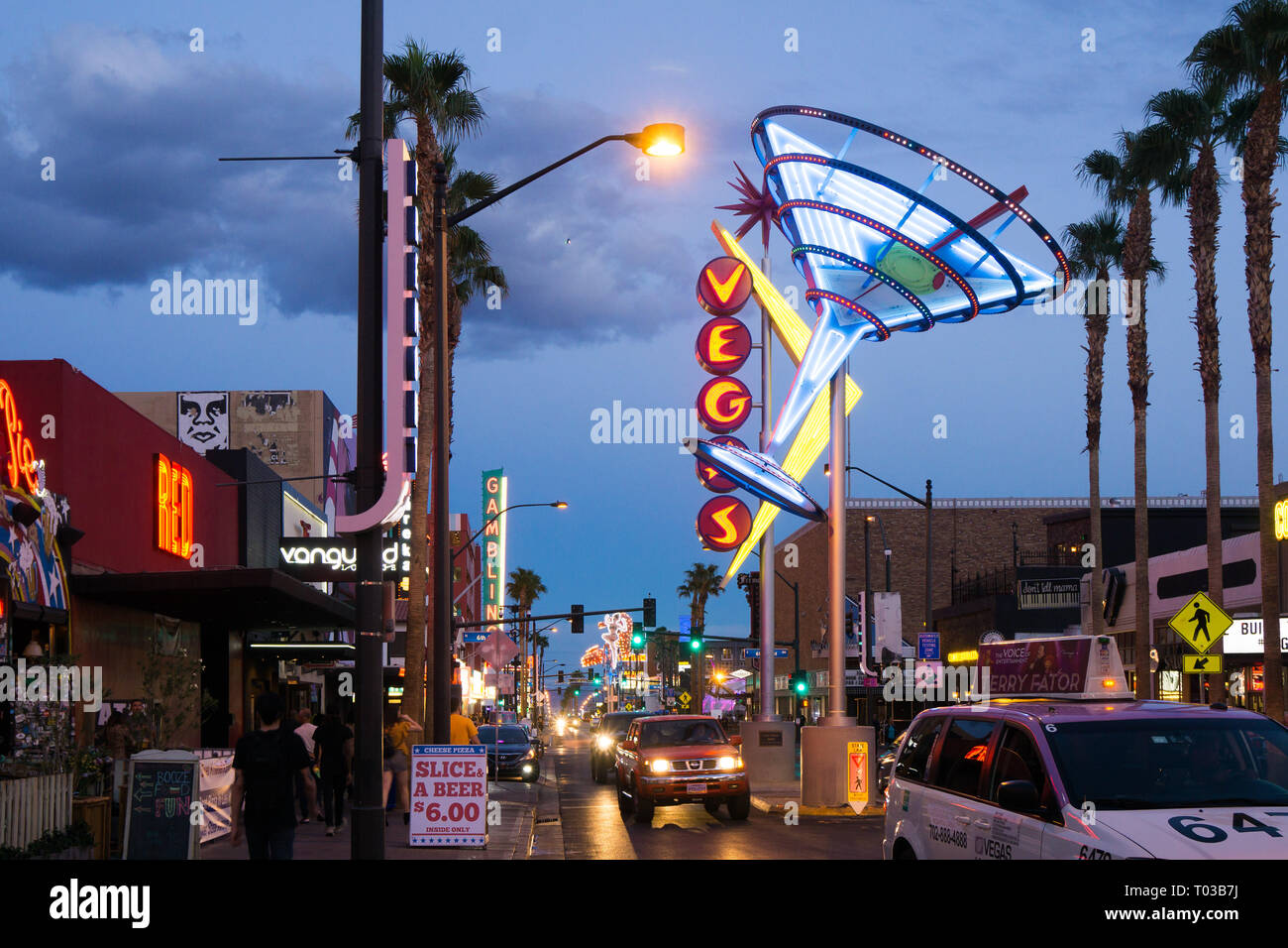 Neon lights shining brightly in Old Las Vegas or Downtown Las Vegas ...