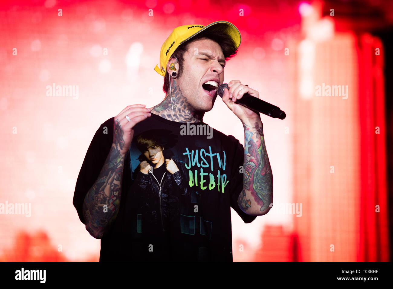 Turin, Italy. 17th Mar, 2019. The Italian rapper Federico Leonardo ...