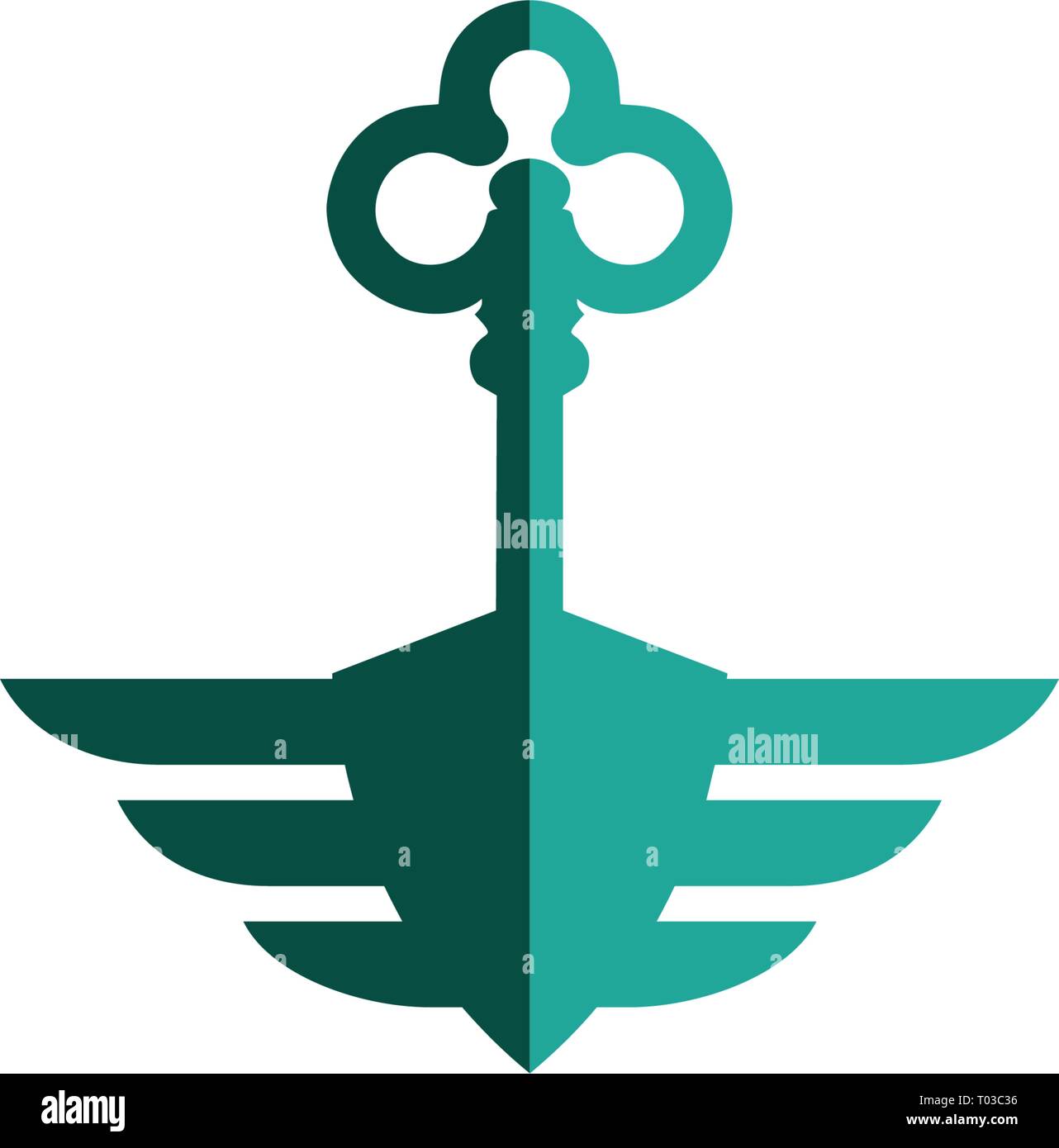key lock wings design concept vector illustration icon element isolated ...