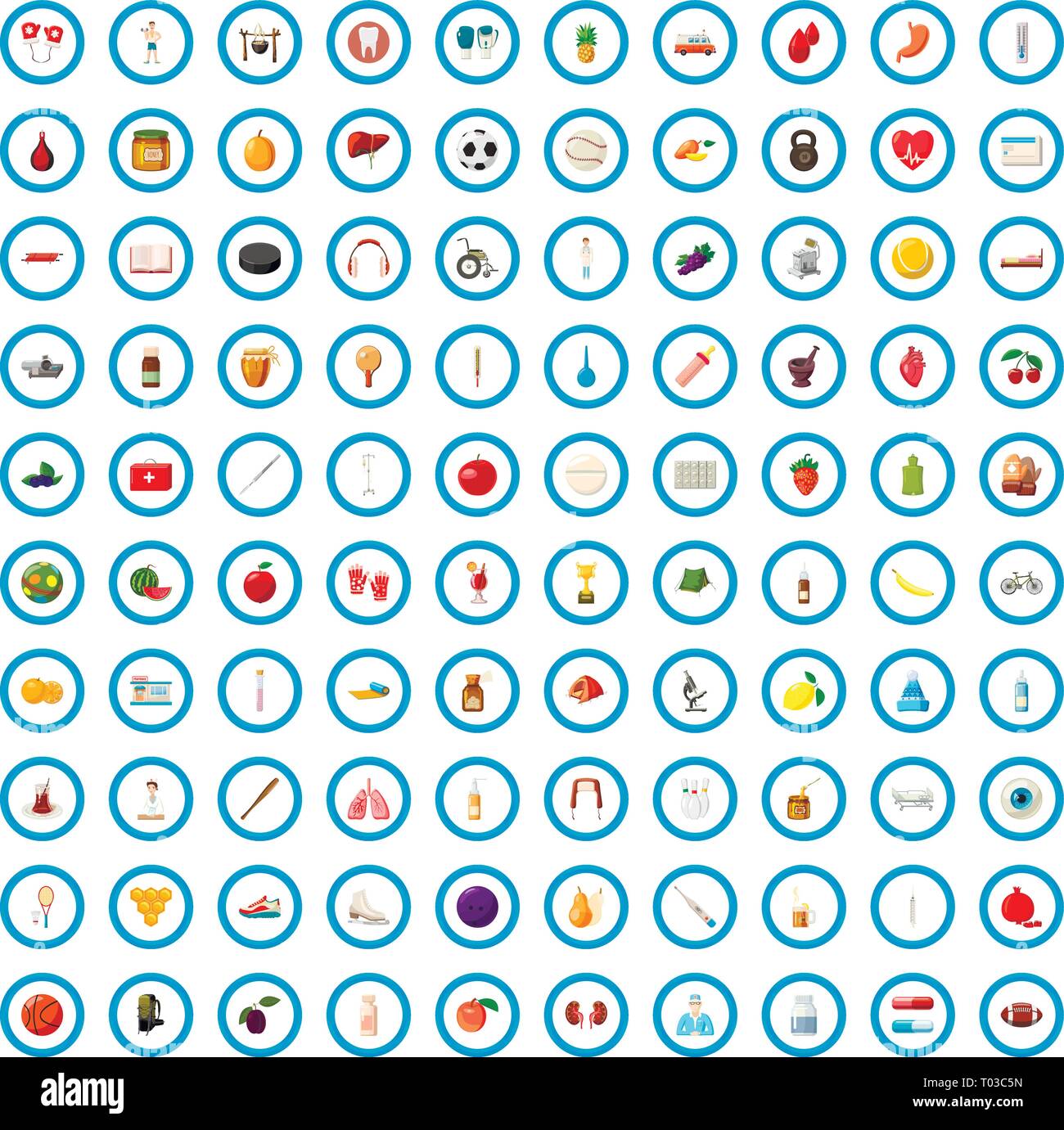 100 health icons set, cartoon style Stock Vector Image & Art - Alamy