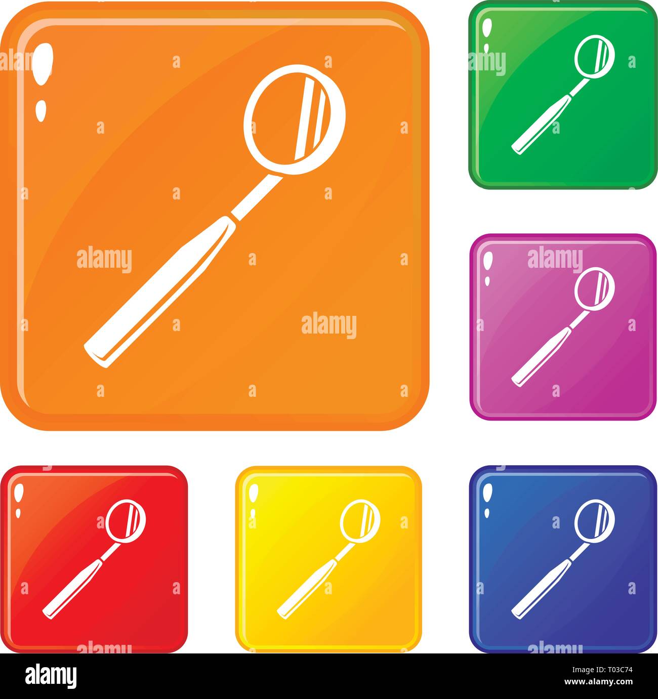 Tooth tool mirror icons set vector color Stock Vector Image & Art - Alamy