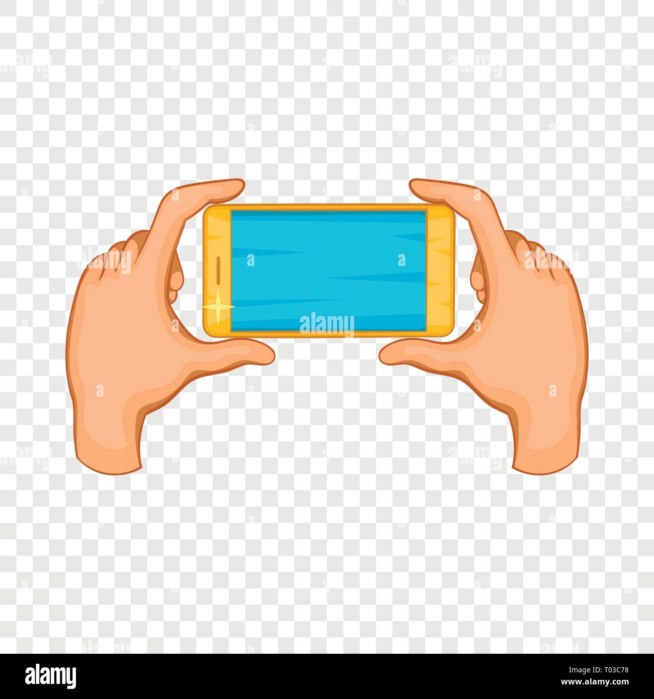 Hands holding cell phone icon, cartoon style Stock Vector Image & Art ...