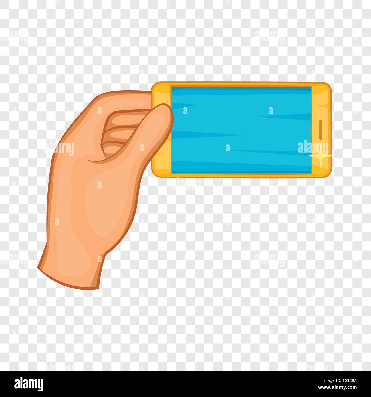 Hand holding smartphone icon, cartoon style Stock Vector Image & Art ...
