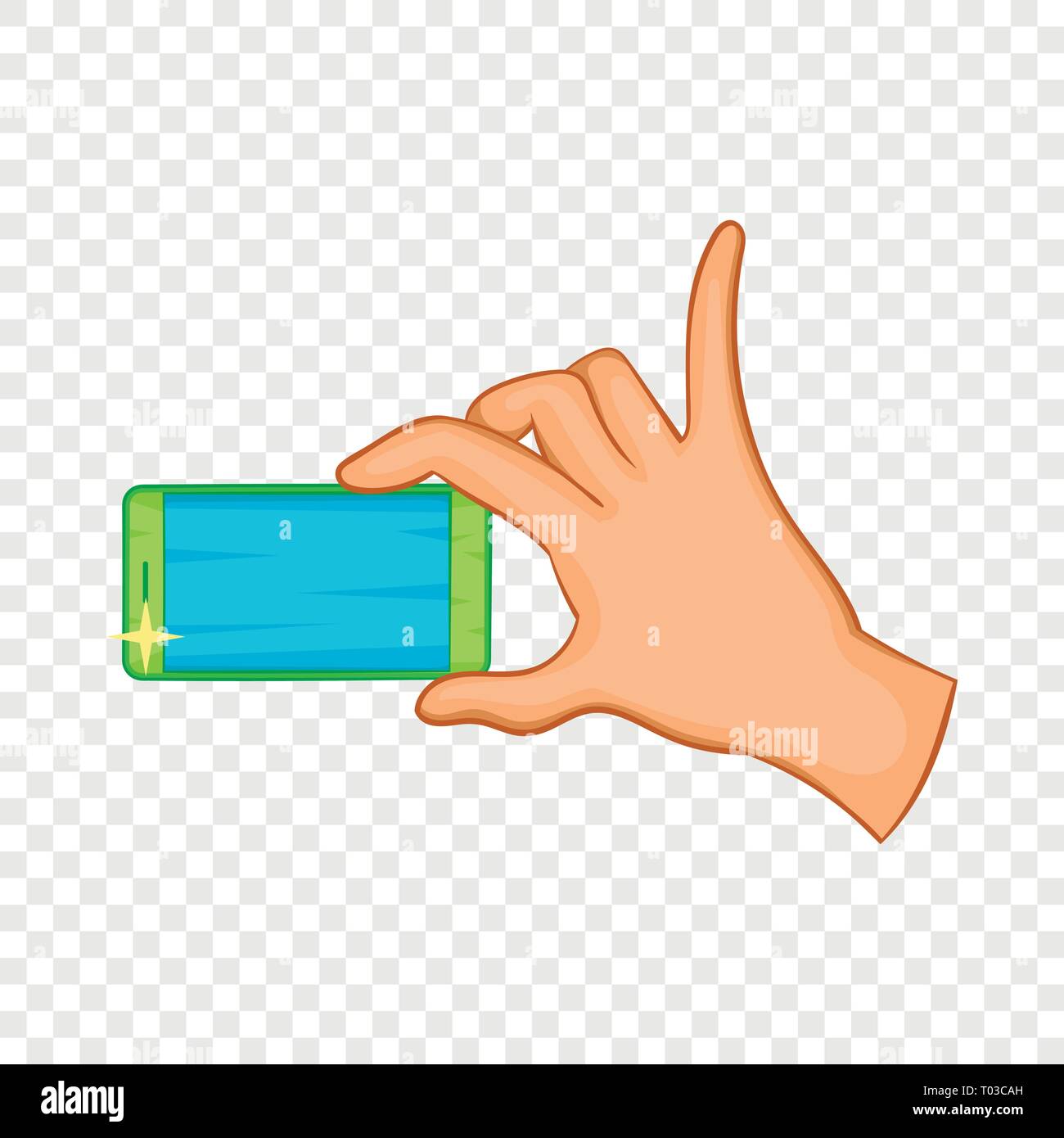 Hand holding mobile phone icon, cartoon style Stock Vector Image & Art ...
