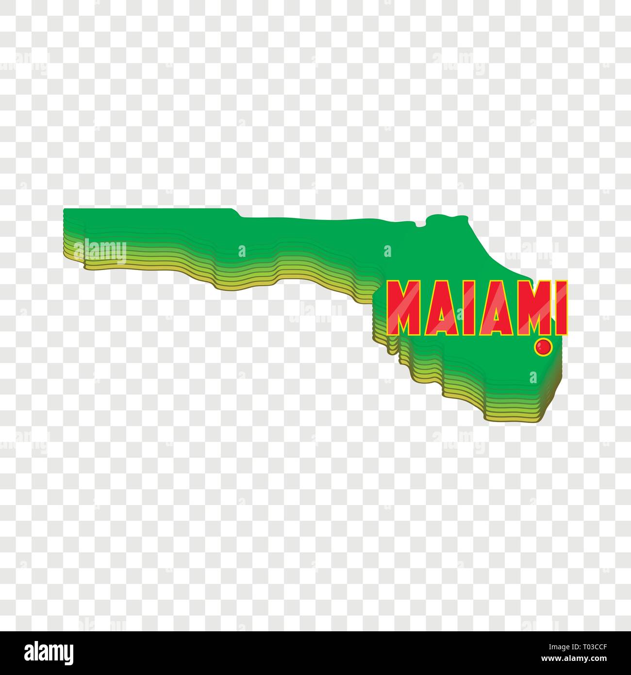 Map of Florida with Miami icon, cartoon style Stock Vector Image & Art ...