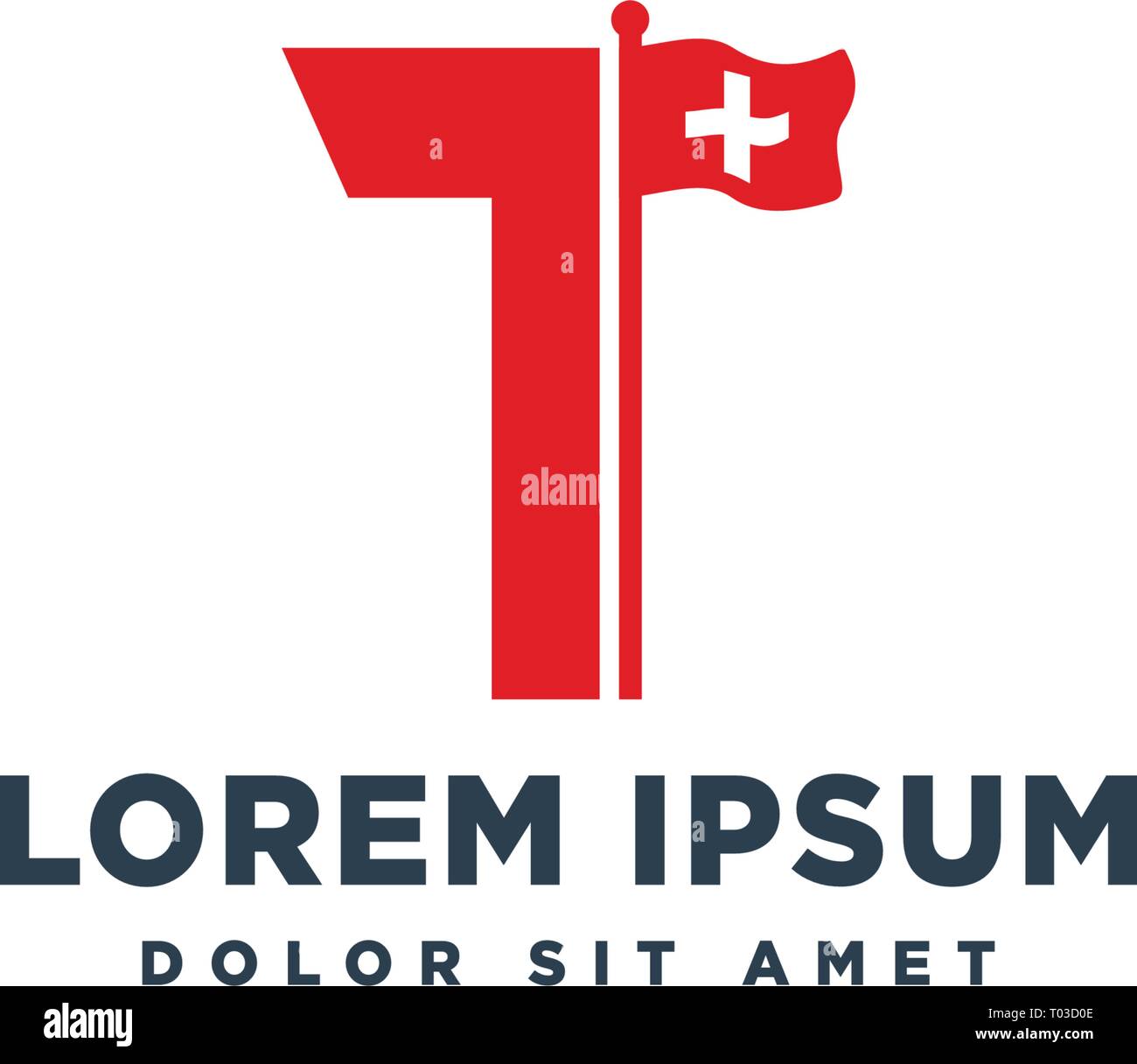 letter T and swiss national logo concept vector illustration icon ...