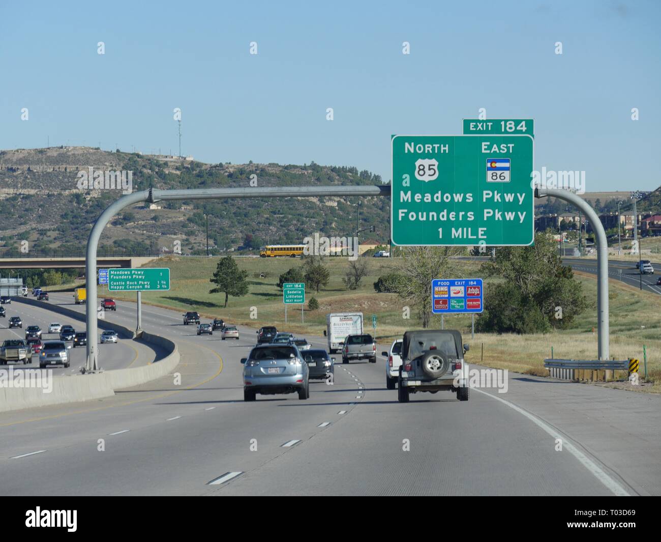 PUEBLO, COLORADO—OCTOBER 2017: Cars plying along Highway 85 in Pueblo ...
