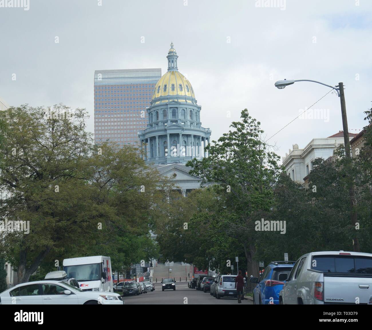 DENVER, COLORADO—OCTOBER 2017: Wide shot of the Colorado State Capitol ...