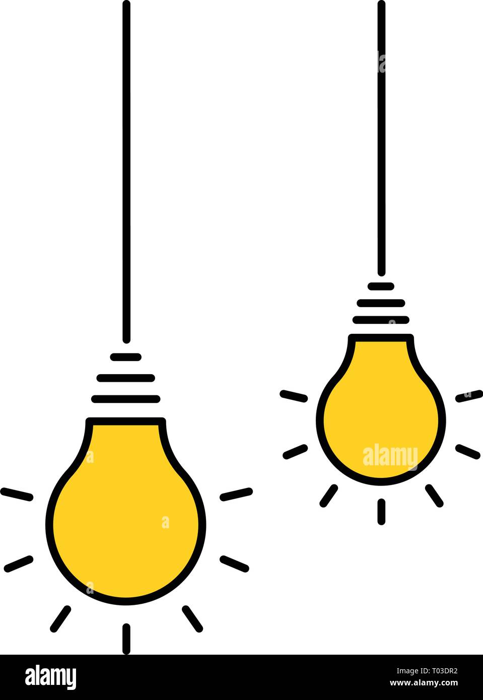 Two hanging light bulbs turned on. Vector illustration isolated Stock ...