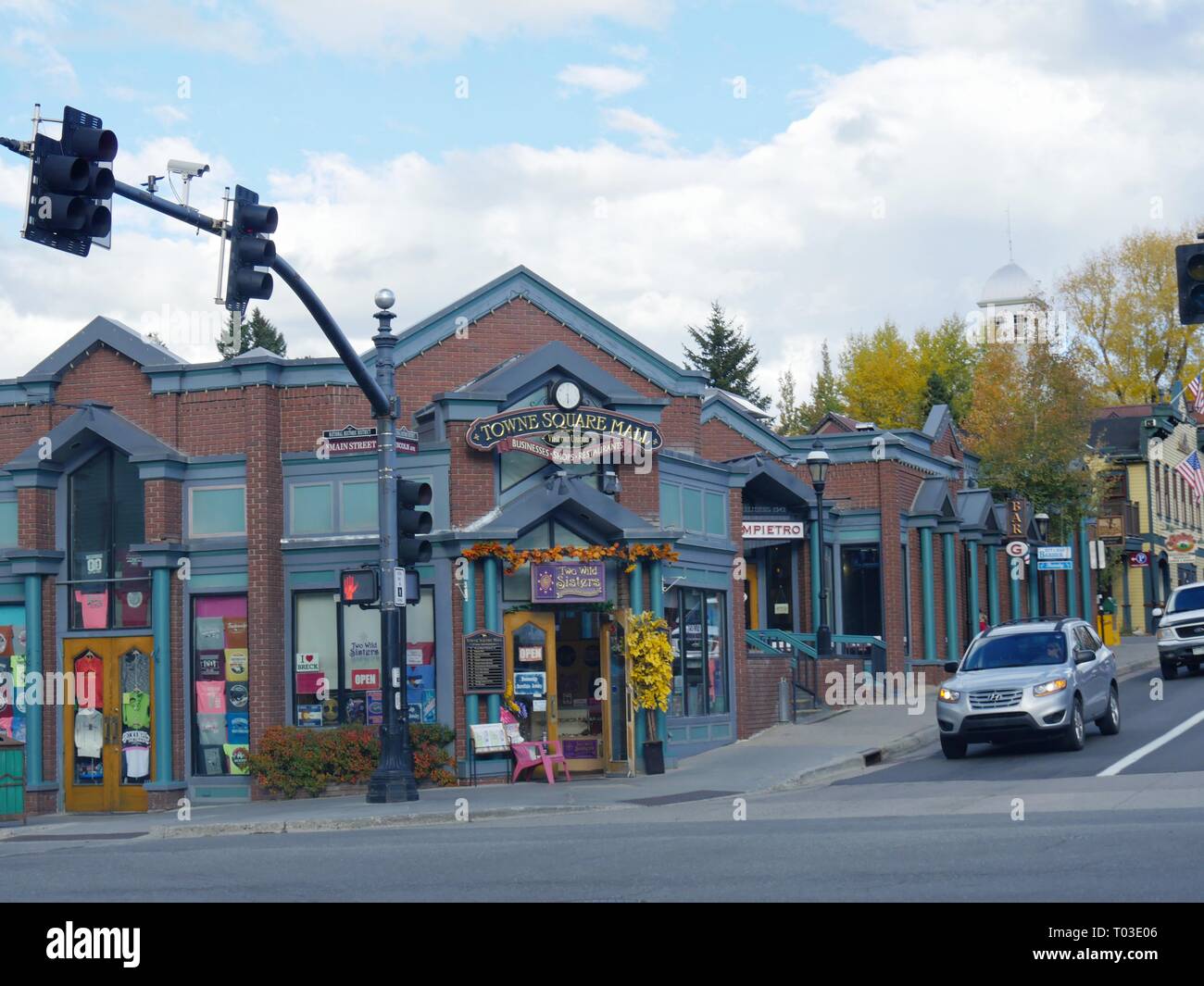 BRECKENRIDGE, COLORADO—OCTOBER 2017: Breckenridge downtown is lined up ...