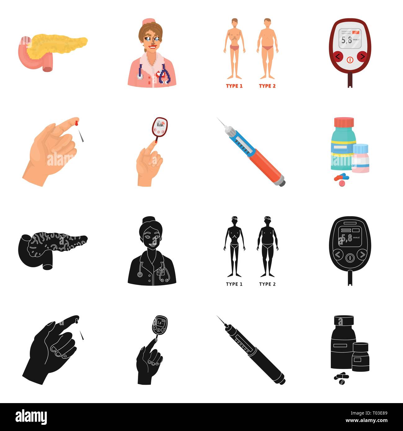 pancreas,nurse,men,glucometer,analysis,insulin,bottle,organ,doctor ...