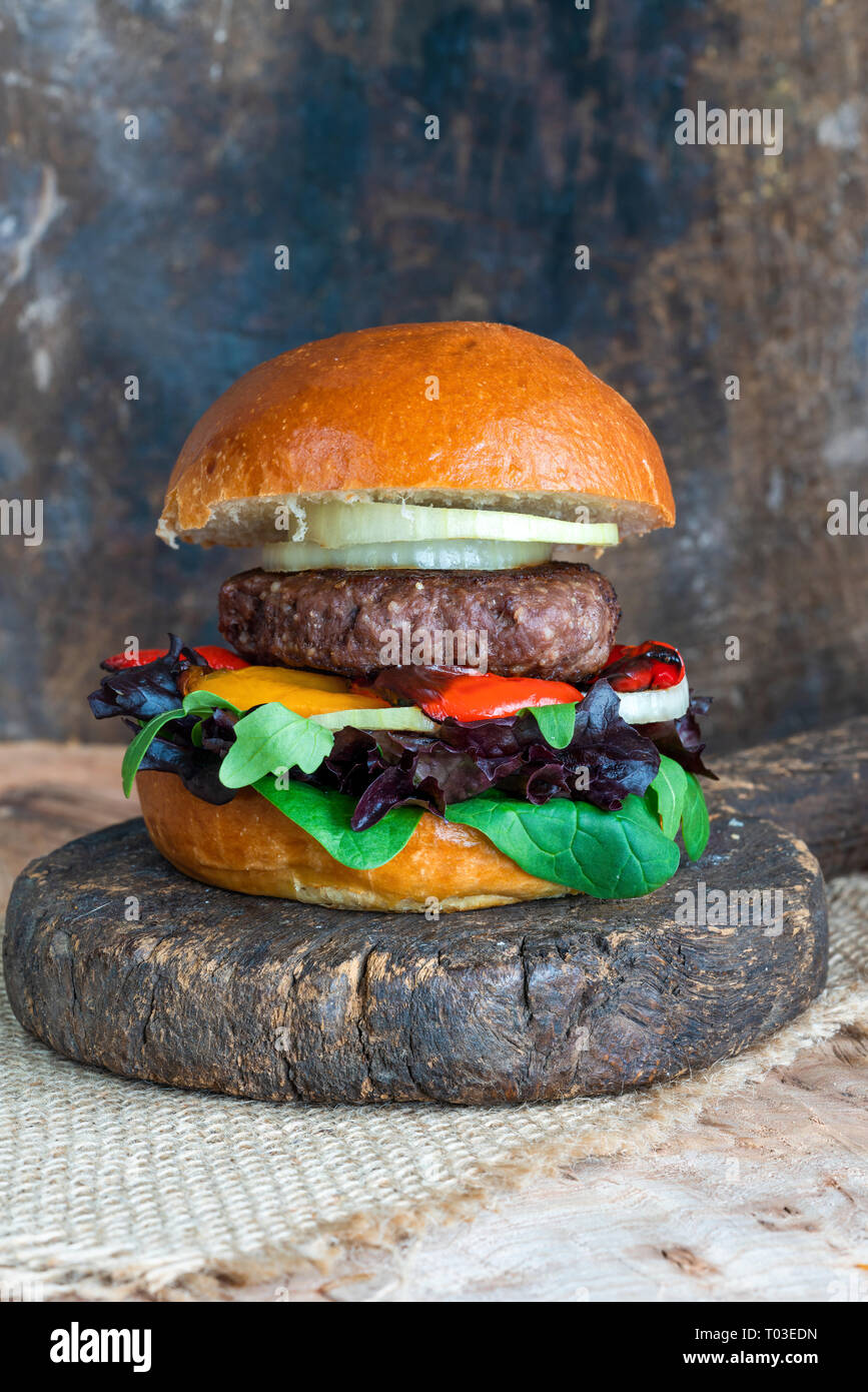 Beef burger in brioche bun hi-res stock photography and images - Alamy