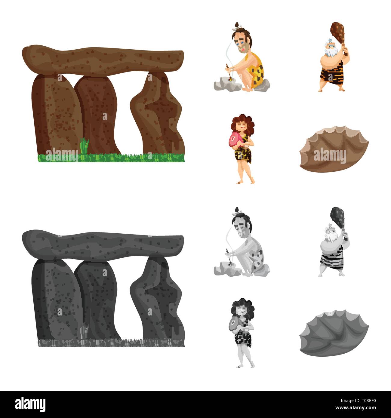 stone,man,woman,flint,monolith,caveman,primeval,sharp,megalith,fire ...