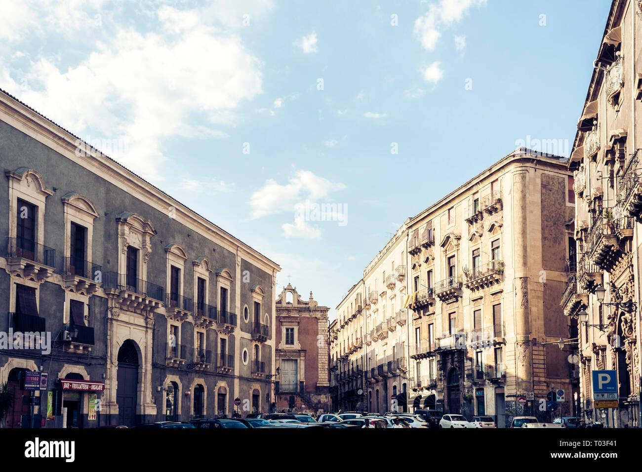 Beautiful cityscape of Italy, historical street of Catania, Sicily ...