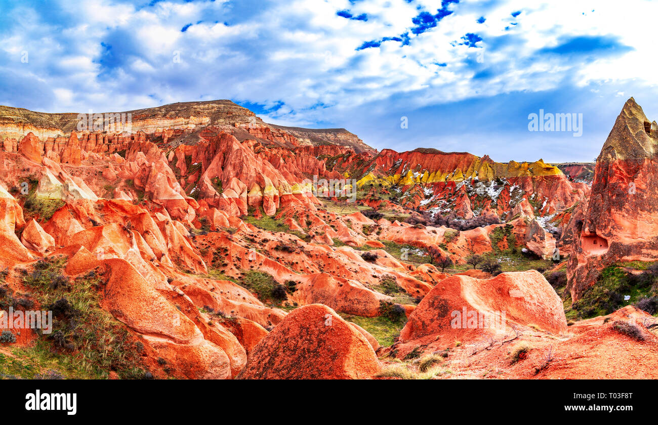 Red Valley in Cappadocia, Turkey. Amazing mountain landscape. Panorama ...