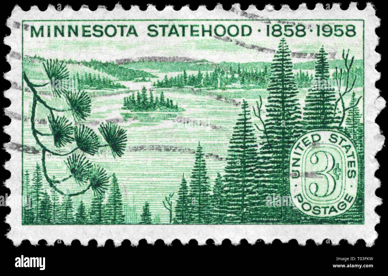 USA - CIRCA 1958: A Stamp printed in USA shows Lakes and Pines ...